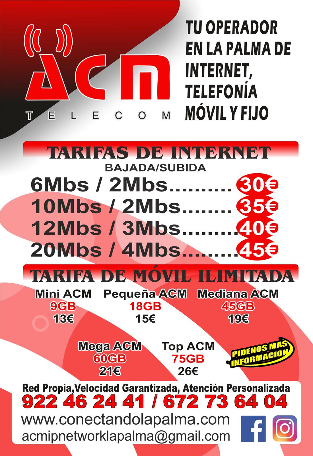 TARIFAS INTERNET | CONECTANDO LA PALMA